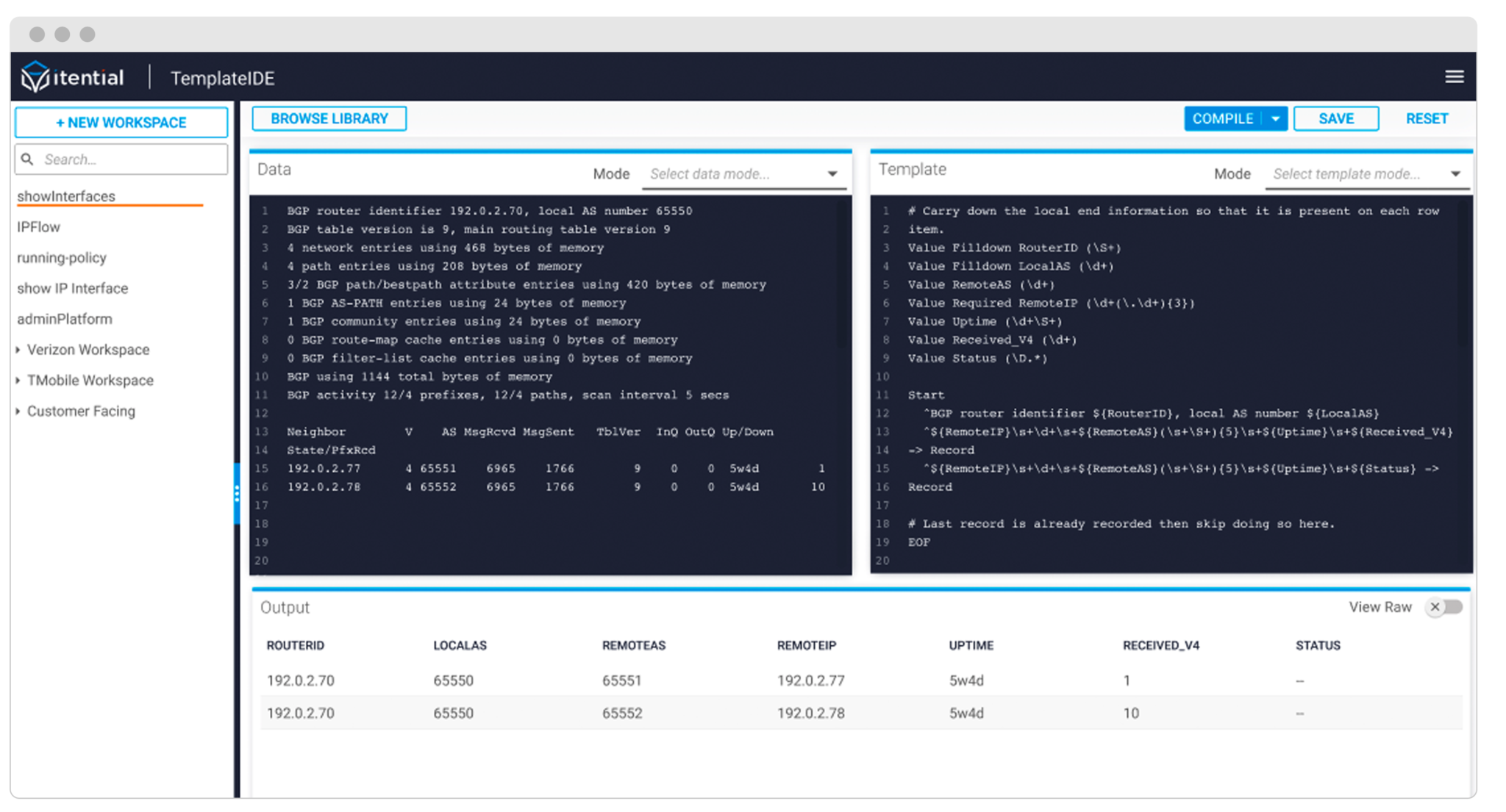 Template IDE - Developer Tool | Itential Network Automation